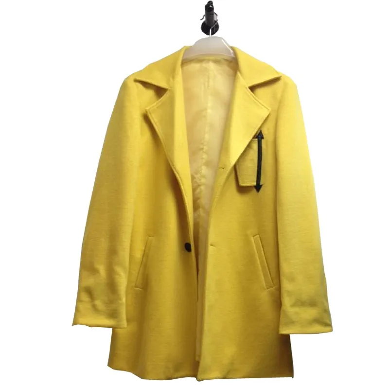 Yellow Latest Fancy Designer Pure Color Trench Overcoat Oem Winter Long ...