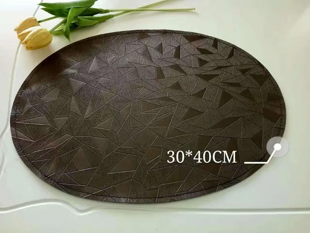 Pu Hotel Oval Placemat Embossed Double Design Leather Placemats - Buy ...