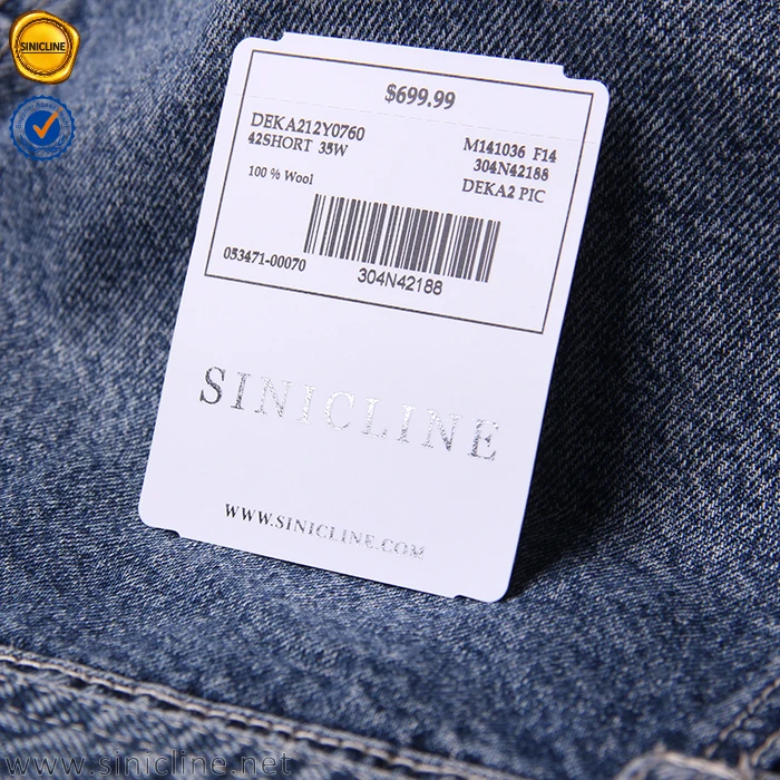 Sinicline Customized Barcode Ticket Waist Hang Tag For Jeans - Buy ...