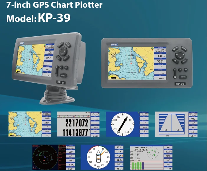 KP-39 7inch ONWA Marine GPS Chart Plotter - Dual Map Support