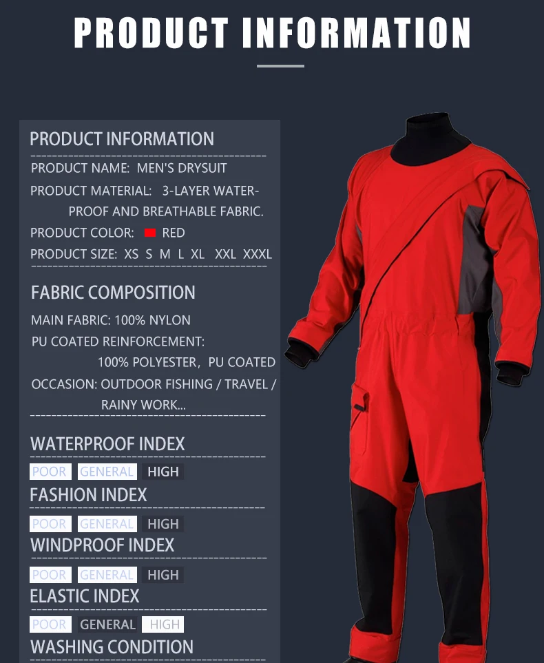 Customized Men's Waterproof Clothing - Dry Suits for Nautical Activities