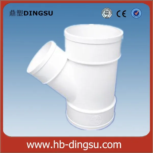 Large 50mm Pvc Pipe Fittings Drainage Pvc 45 Degree Y Tee Pipe Fitting ...