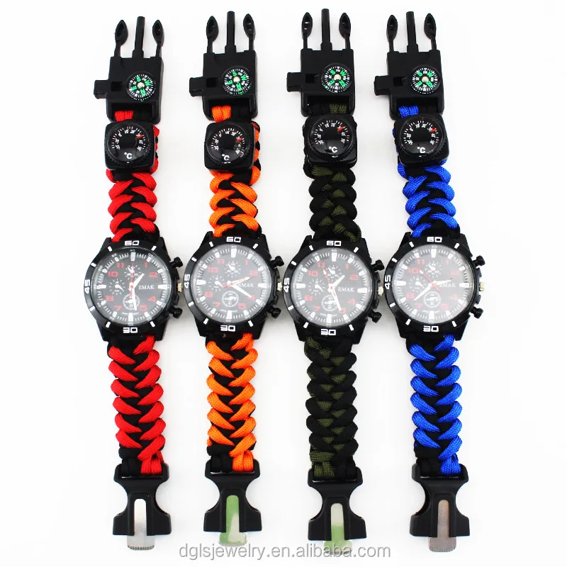 Umbrella Rope Multi-function Watch With Compass Survival Bracelet For ...