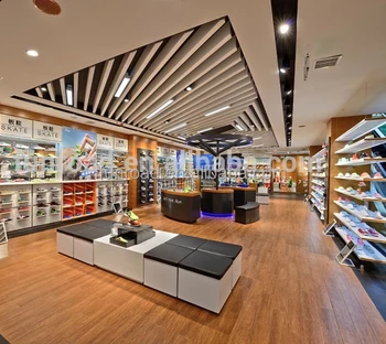 Sports Shoes Retail Store Wooden Display Counter Sneakers Retail Shop ...