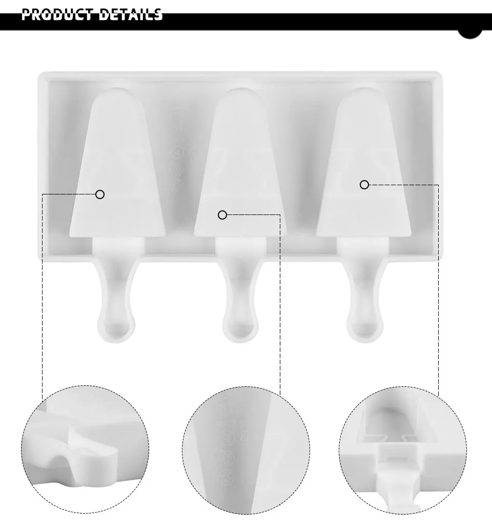 Silikolove Triangle Shape 3 Cavity Popsicles Mold Plastic Frozen Ice ...