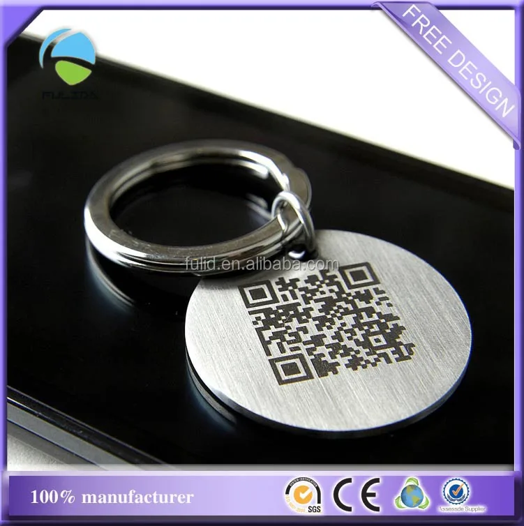 Custom Metal Brushed Blank Circle Printing Qr Code Keychain - Buy ...