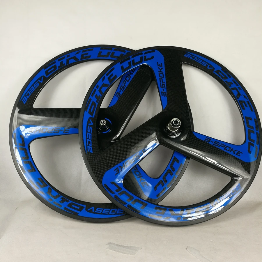Synergy Blue Color Light Weight Road Carbon 3 Spoke Wheel 700c Bicycle ...