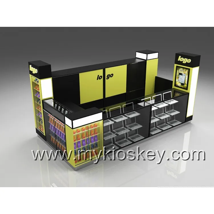 Retail Laptop display counter | wood phone kiosk for mall