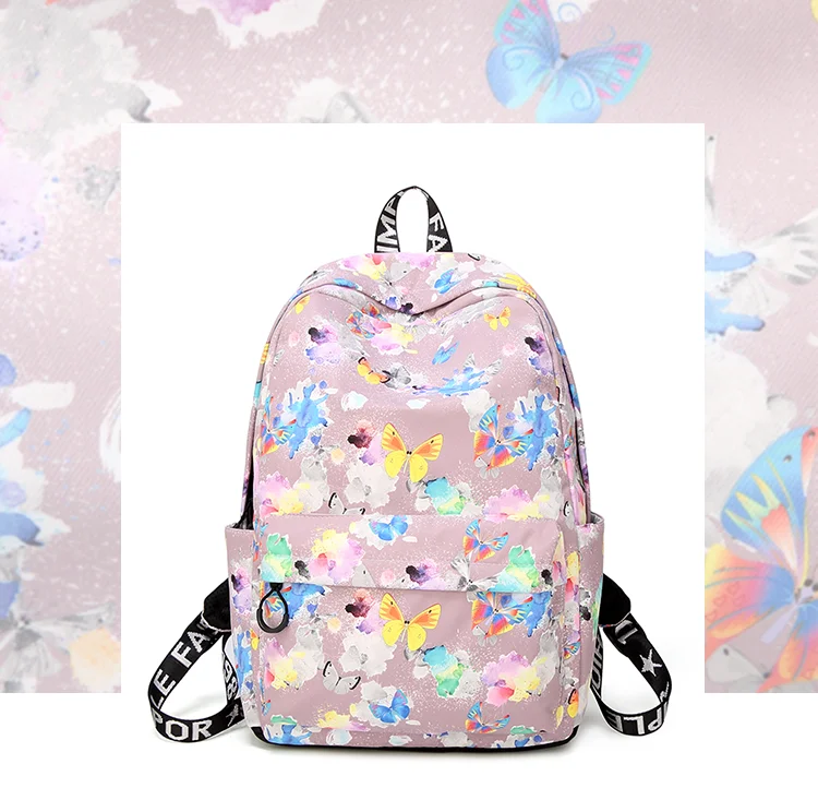 Floral Flower Print Colorful Custom Waterproof Mommy Backpack Adults ...
