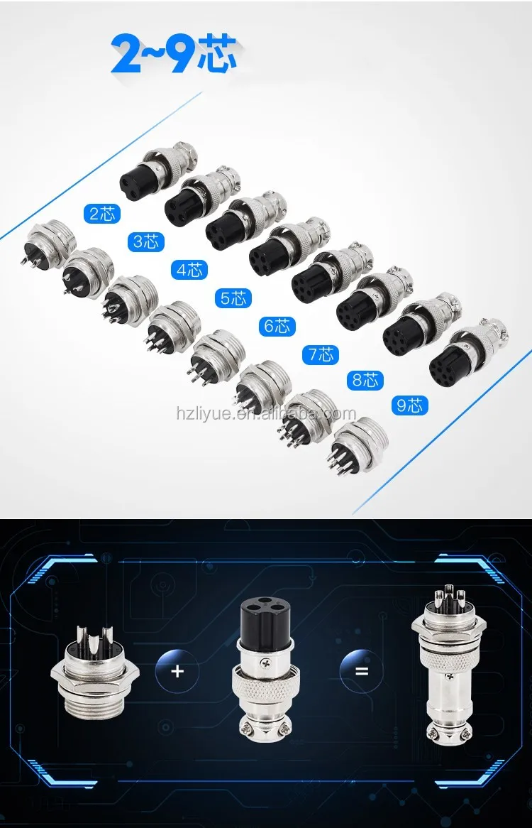Gx12 Circular Cable Connector 2pin 3pin 4pin 5pin 6pin 7pin Connector ...