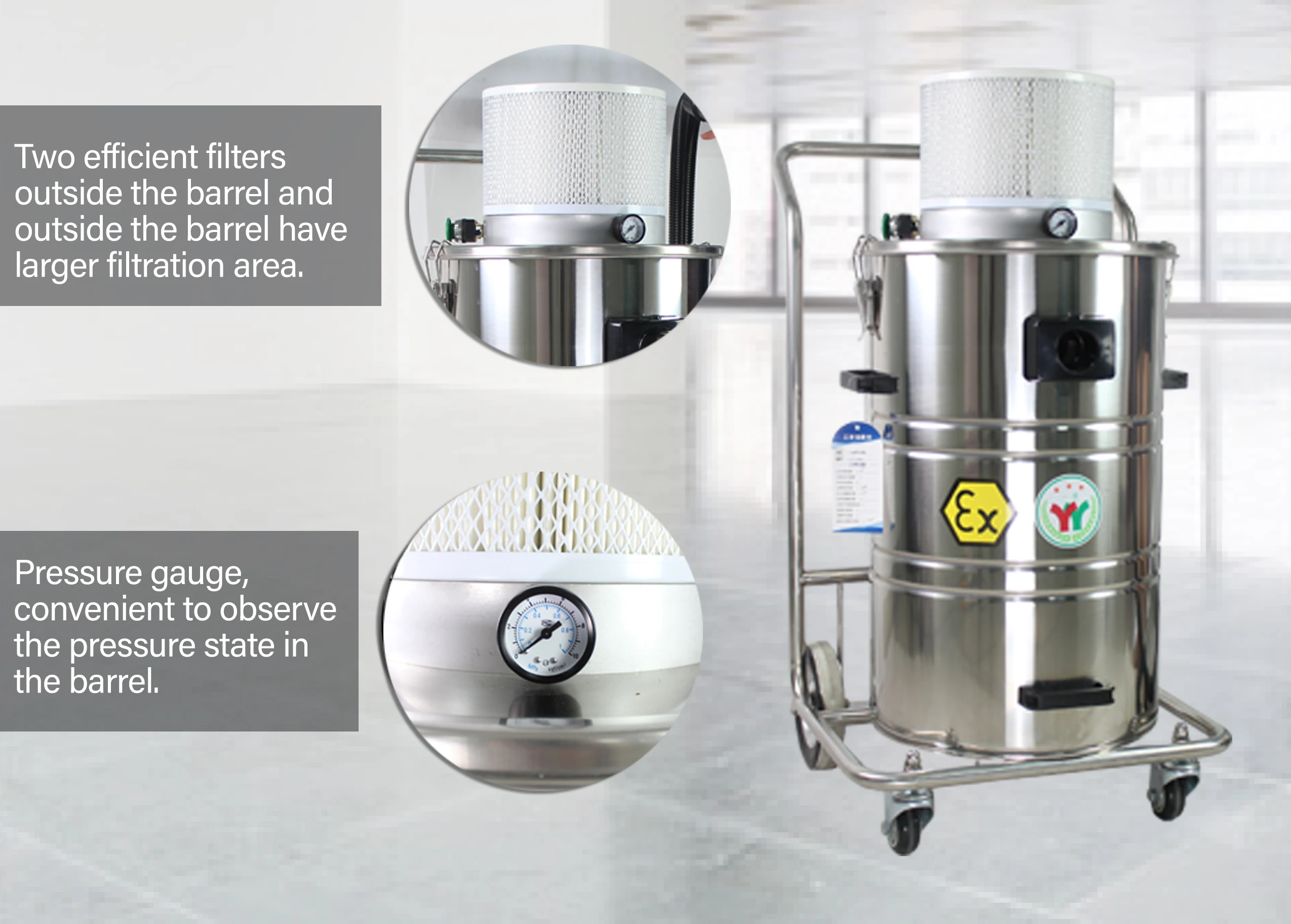 80L Explosion-Proof Wet and Dry Industrial Vacuum Cleaner