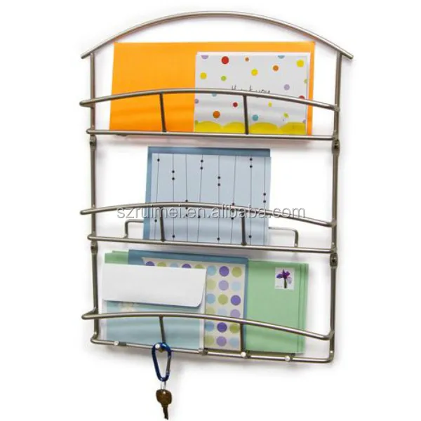 Wall Mounted Wire 3-tier Letter Holder & Key Rack - Buy Letter Holder ...