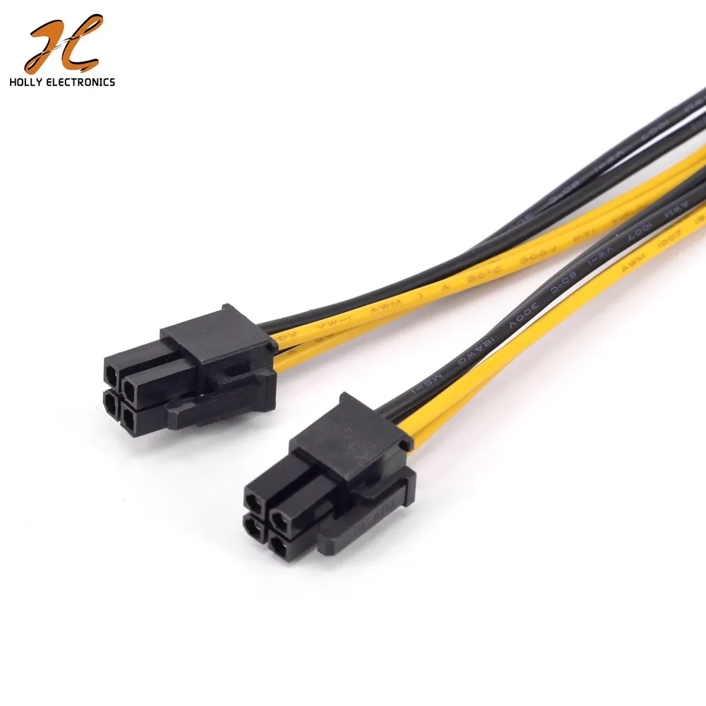 CPU 4Pin Female to 2 Ways Male Port Power Supply Cable Computer ATX 12V ...