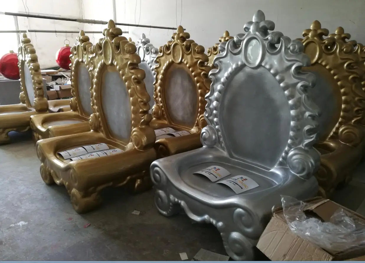 Fiberglass King Santa Throne Chair Commercial Christmas Decoration Set ...