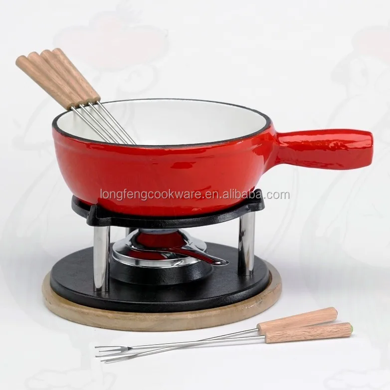 Swiss Cast Iron Cheese Fondue Set Enamel Pot - Buy Cheese Fondue Set ...