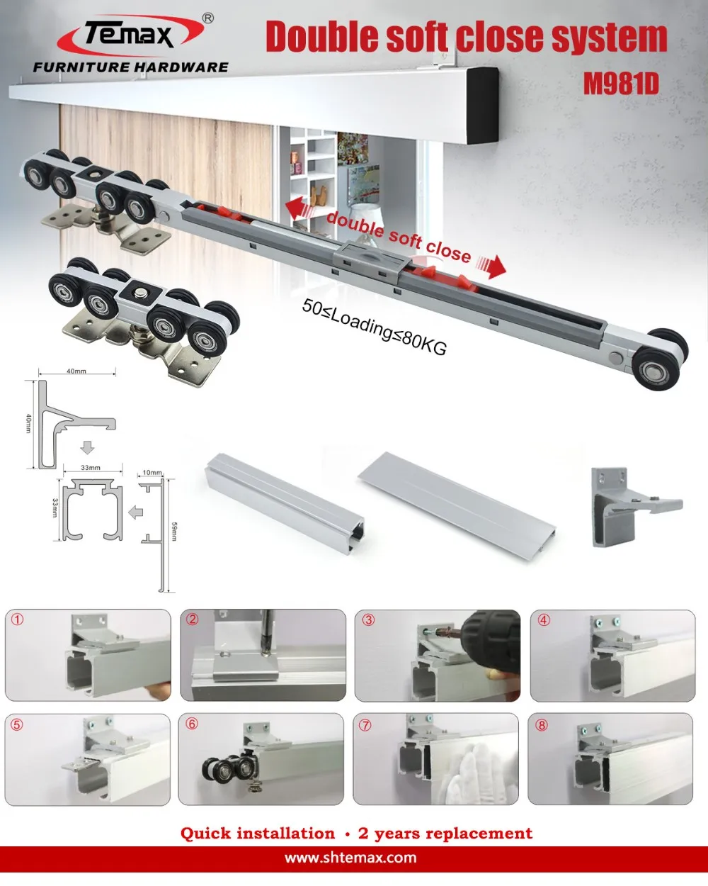 Temax 2024 Soft Closing Modern Design Wardrobe Closet Roller For Hotel ...