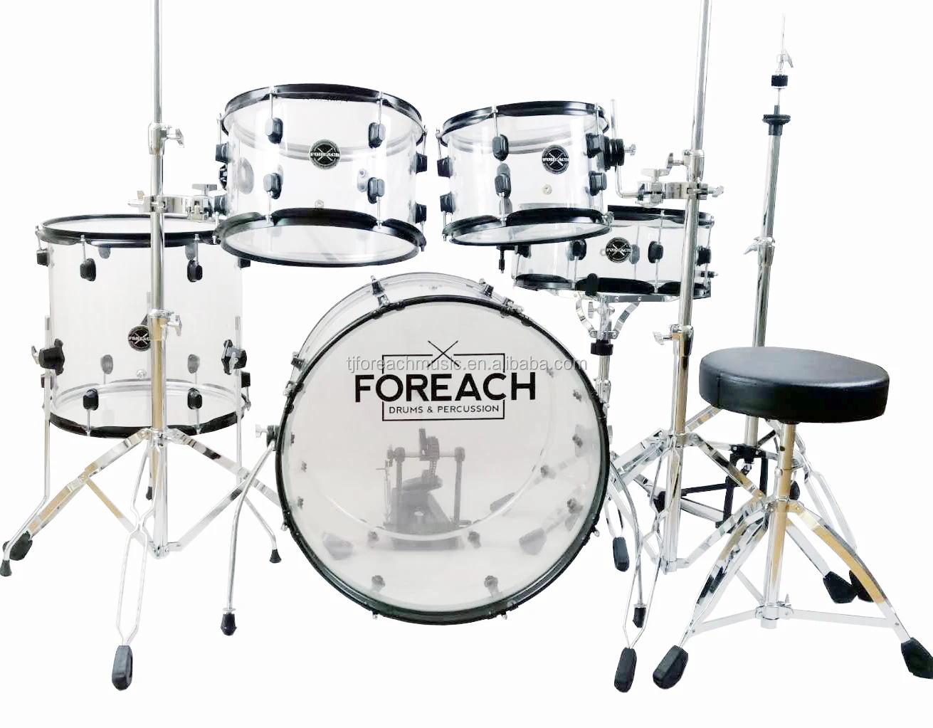 Seamless Clear Crystal Acrylic Drum Set - Affordable & Stylish