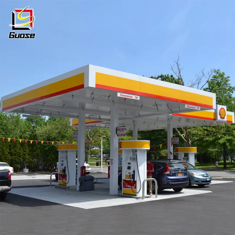Gas Station Equipment Steel Structure Canopy Roof Pylon Led Gas Price ...