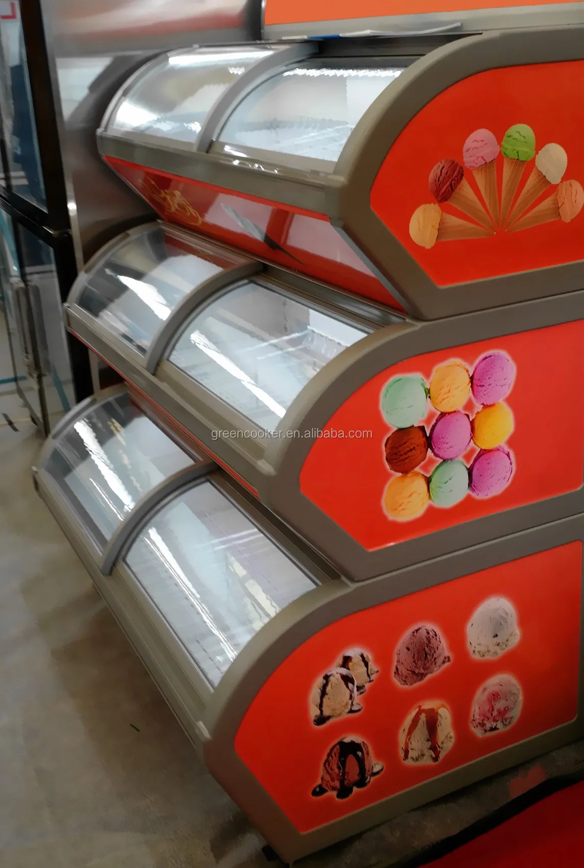 Supermarket Stainless Steel Ice Cream Showcase -18~-22°C