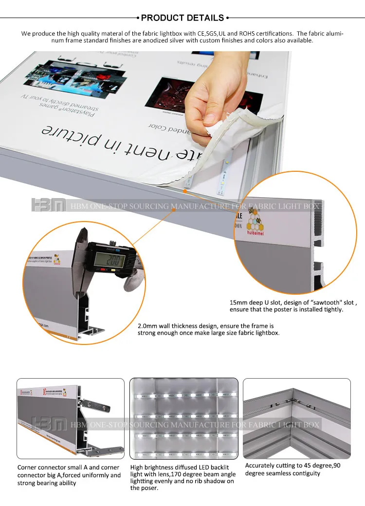 Aluminum Profile Seg Frame Display Silicone Edge Graphics Fabric ...
