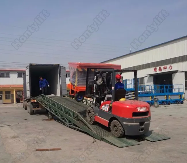 6-15t Hydraulic Mobile Container Truck Loading Unloading Ramps For ...
