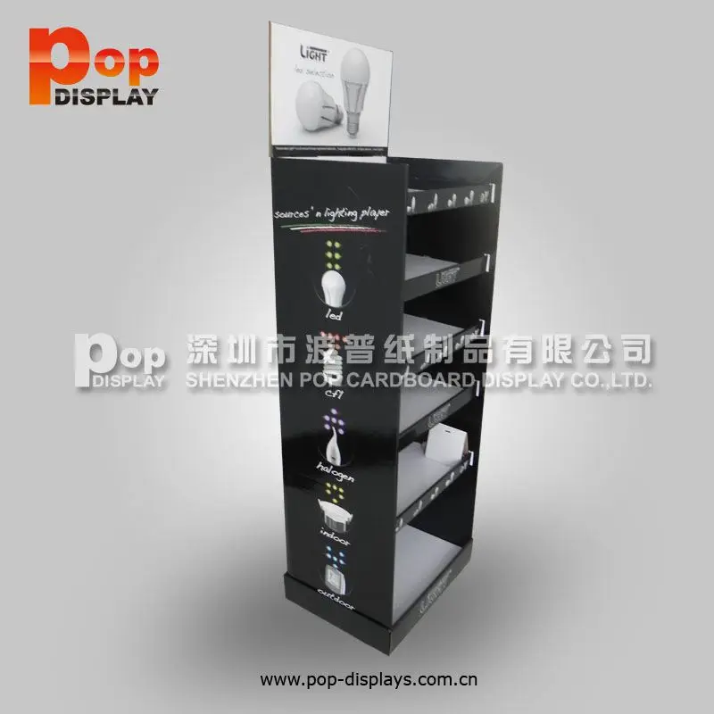 Light Shop Cardboard Floor Display Standing Led Lamp Bulb Display Rack ...