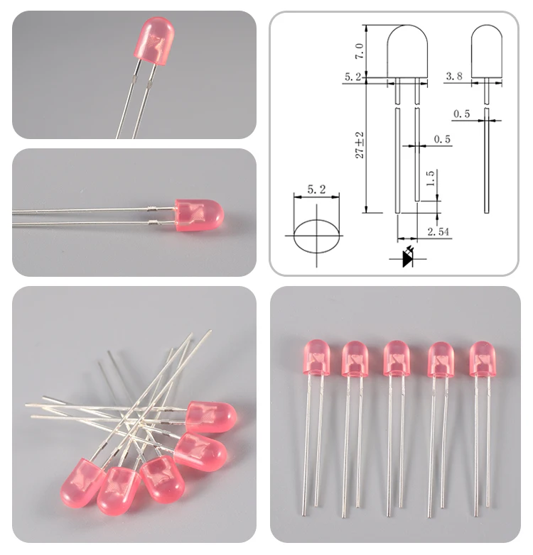 5mm bright oval led diode red color micro led diode for outdoor display ...