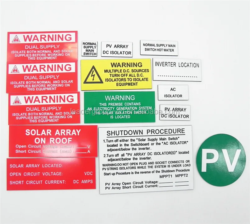 100 Sets(15 Pcs/set) = 1 Lot High Quality Solar Warning Label,Abs Pv ...
