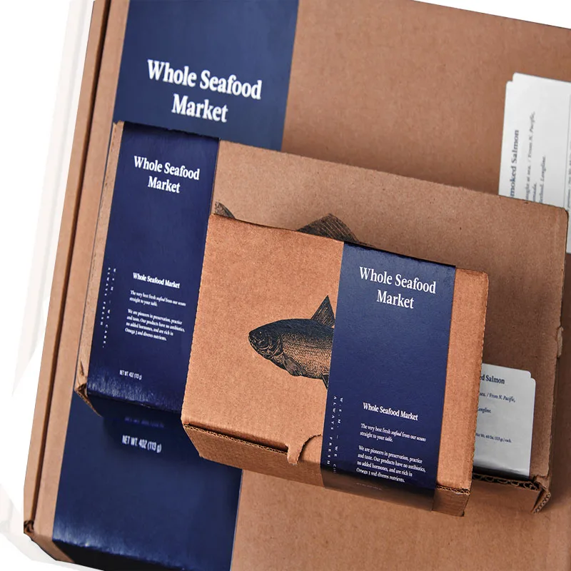 Custom Logo Made Standard Kraft Paper Fish Delivery Boxes
