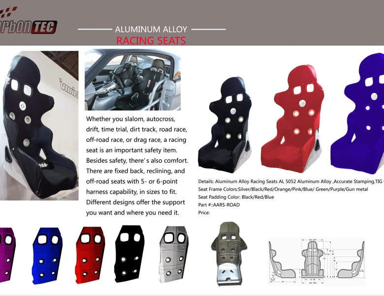 Carbontec Aluminum Alloy Racing Car Seats - Durable & Comfortable