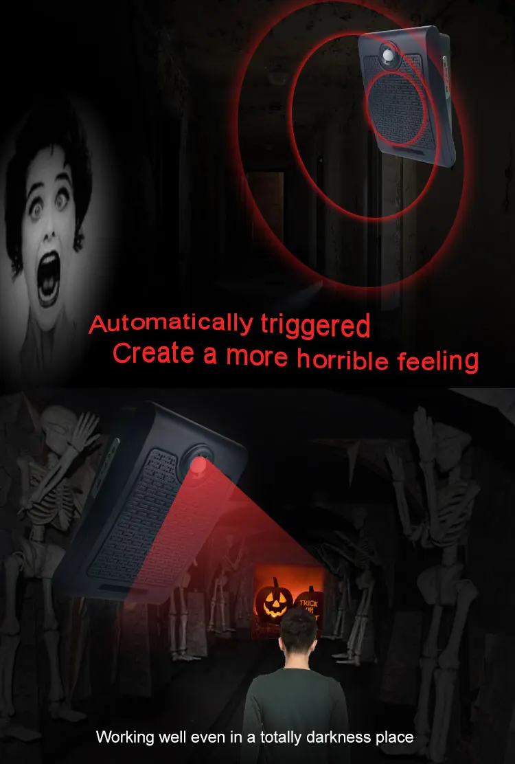 Wall Mount Sd Card Scary Halloween Scream Sound Box Pir Motion Sensor ...