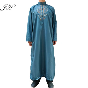 Muslim Men's Islamic Abaya Thobe Middle East Style Embroidered Clothing ...