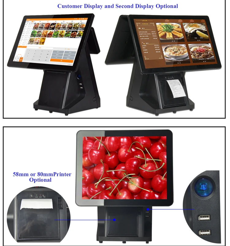 Tutto In Un Doppio Schermo POS Computer Da 15.6 Pollici Registratore di ...