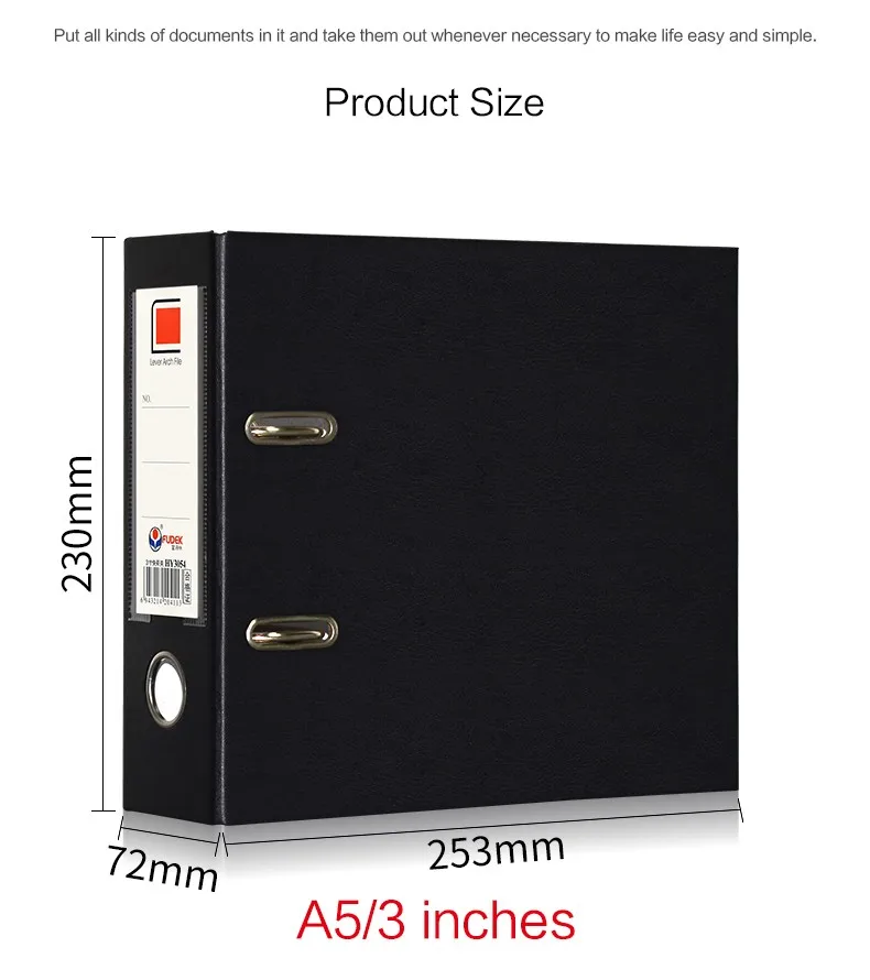 A5 Lever Arch Ring Binder - Customizable PVC File Folder