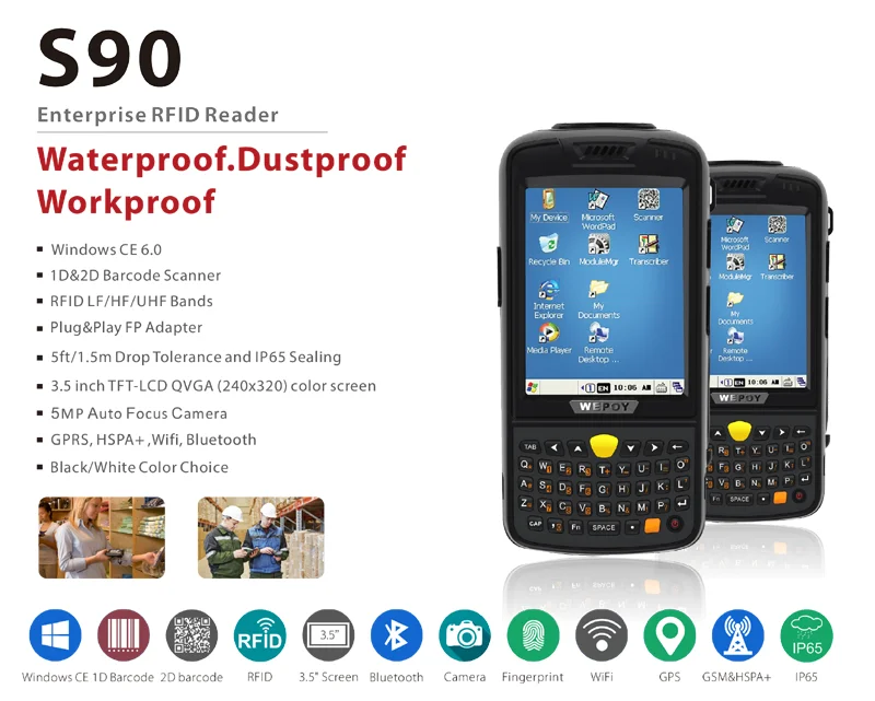 Wince 6.0 Pda Barcode Scanner Biometric Handheld Rfid Fingerprint ...