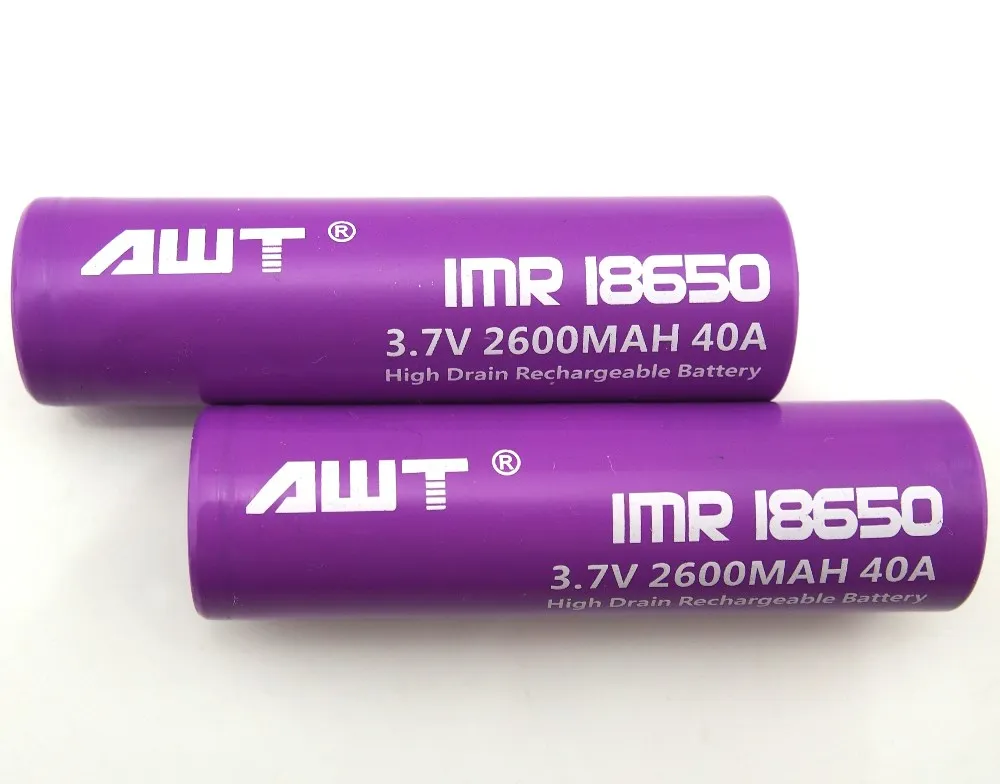 Awt 18650 Battery 2600mah 3.7v Battery 40a Awt18650 Rechargeable ...