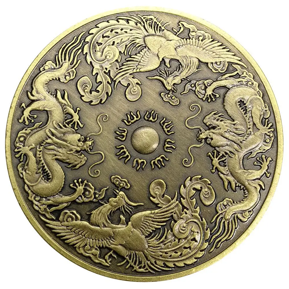 Traditional Chinese Dragon And Phoenix Commemorative Coin - Buy ...