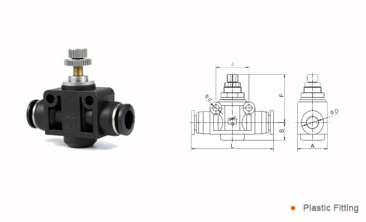 PA Pneumatic Plastic Air Speed Controllers - One Way Pipeline Throttle ...