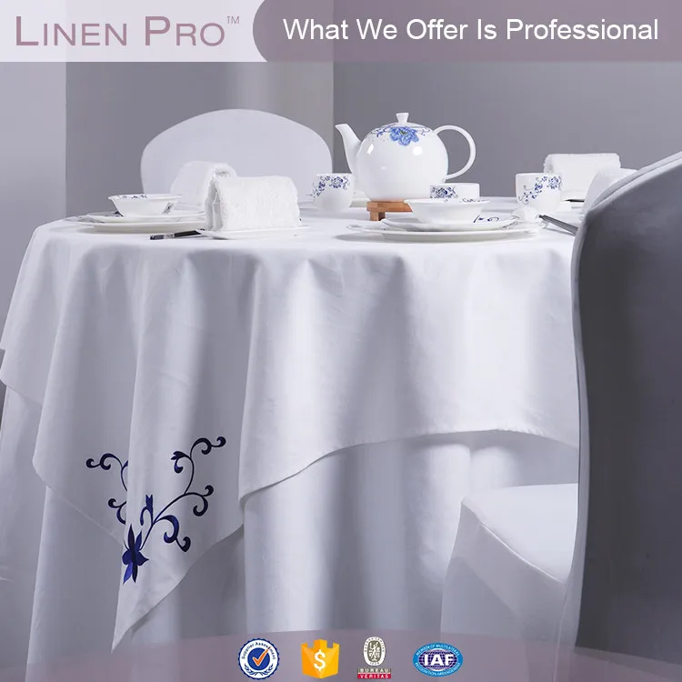 Custom Embroidery Elegant Fancy Cotton White Round Tablecloth Hotel ...