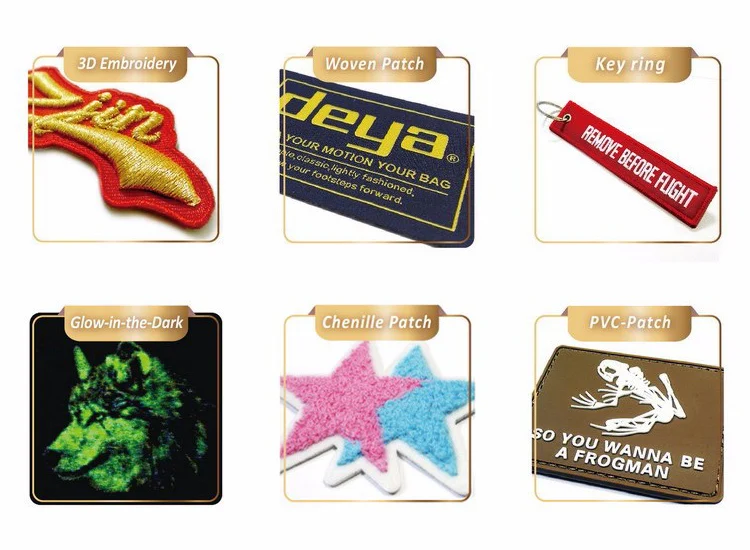 Custom Embroidery Textile Badges - Black Round Patches