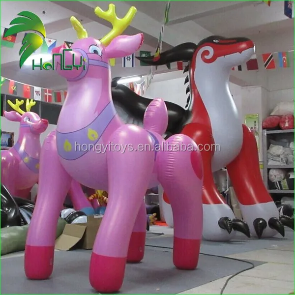 Pink Inflatable Deer Plaything,Inflatable Animal Shape Character For ...