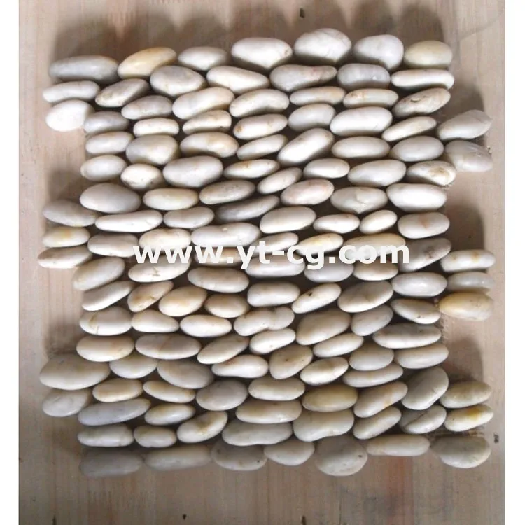 Flat White Round River Rock Pebble Stone Mosaic - Buy Flat Round White ...