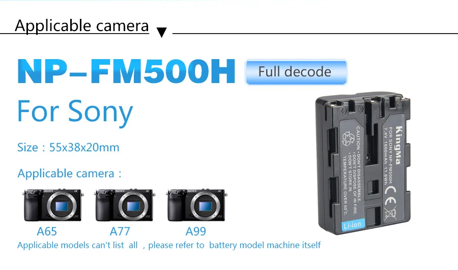 Kingma Professional Replacement Battery Np-fm500h Np Fm500 For Sony ...