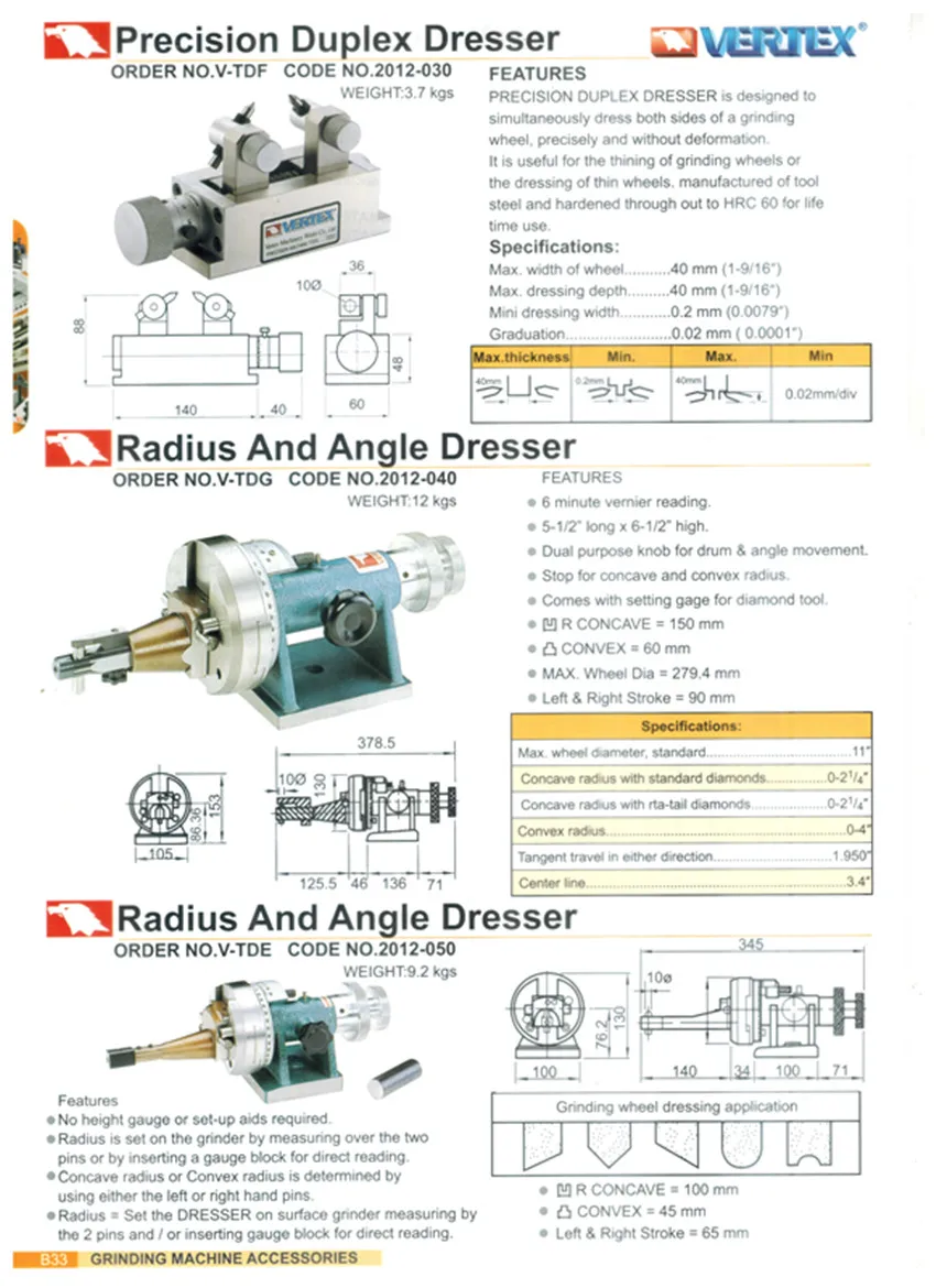 VERTEX High Precision Grinding Wheel Dresser for Grinders