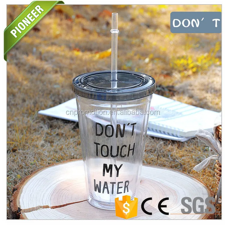 Custom Logo Plastic Straw Cup - 16oz with Lids & Straws