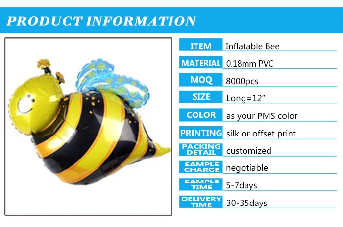 Pvc Inflatable Bee Decorative Plastic Honey Bee Vinyl Bee Toys For Kids ...