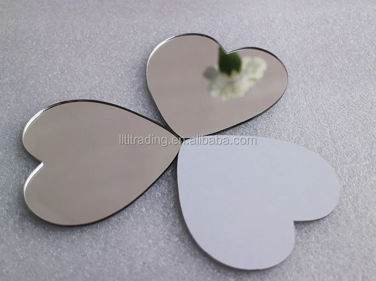 Cute Love Heart Silver Wall Acrylic Mirror Sticker Decorative Mirror ...