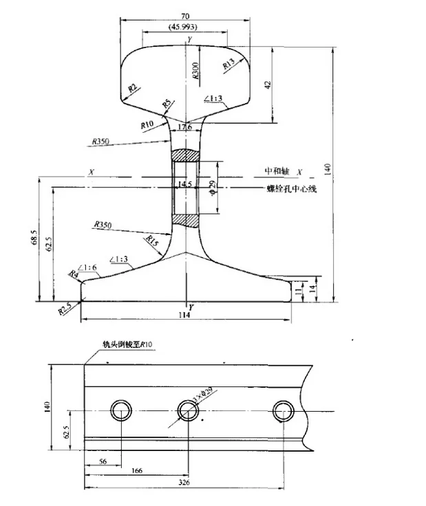 China Tb/t 2344-2012 U71mn Heavy Steel Rail P43 - Buy Railway Steel Rail,Heavy Rail Track,Crane ...