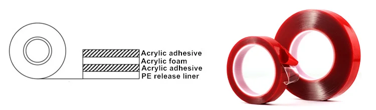 Hs-3005 0.5mm Thickness Acrylic Foam Vhb Tape (clear Tape With Red ...