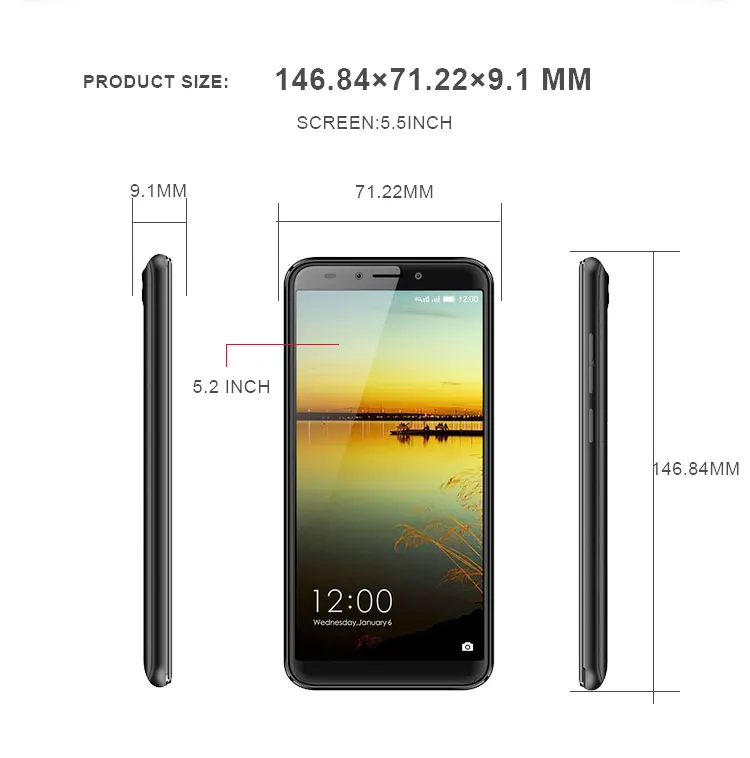 New 5.5 Inch Android Unlocked Gsm Touch Screen Phones China Wholesale ...